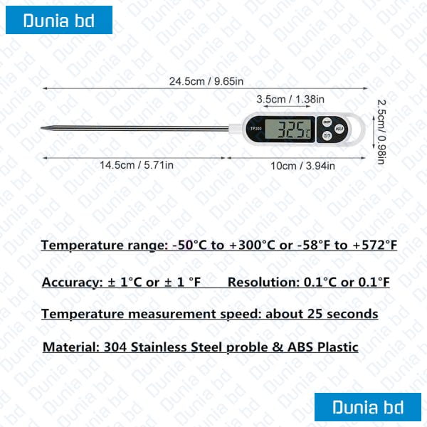 TP300 Digital Food Thermometer Probe For Kitchen BBQ Meat Water Milk ...