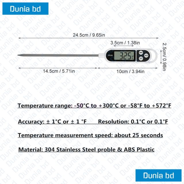 TP300 Digital Food Thermometer Probe For Kitchen BBQ Meat Water Milk ...