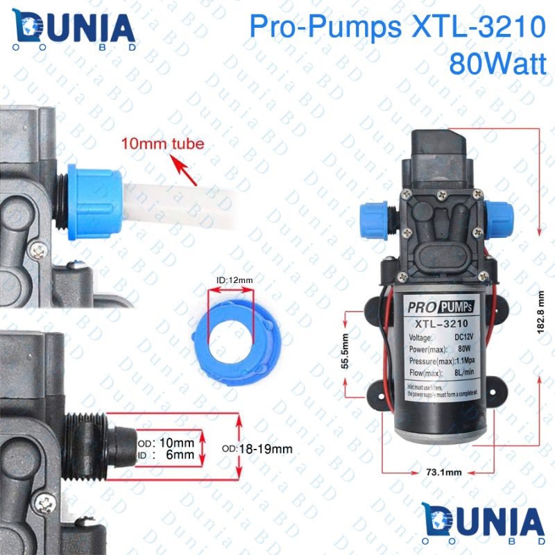 Pro Pump DC 12V 80W 100 Psi 6L/min 1.0Mpa High Pressure Water Pump for ...