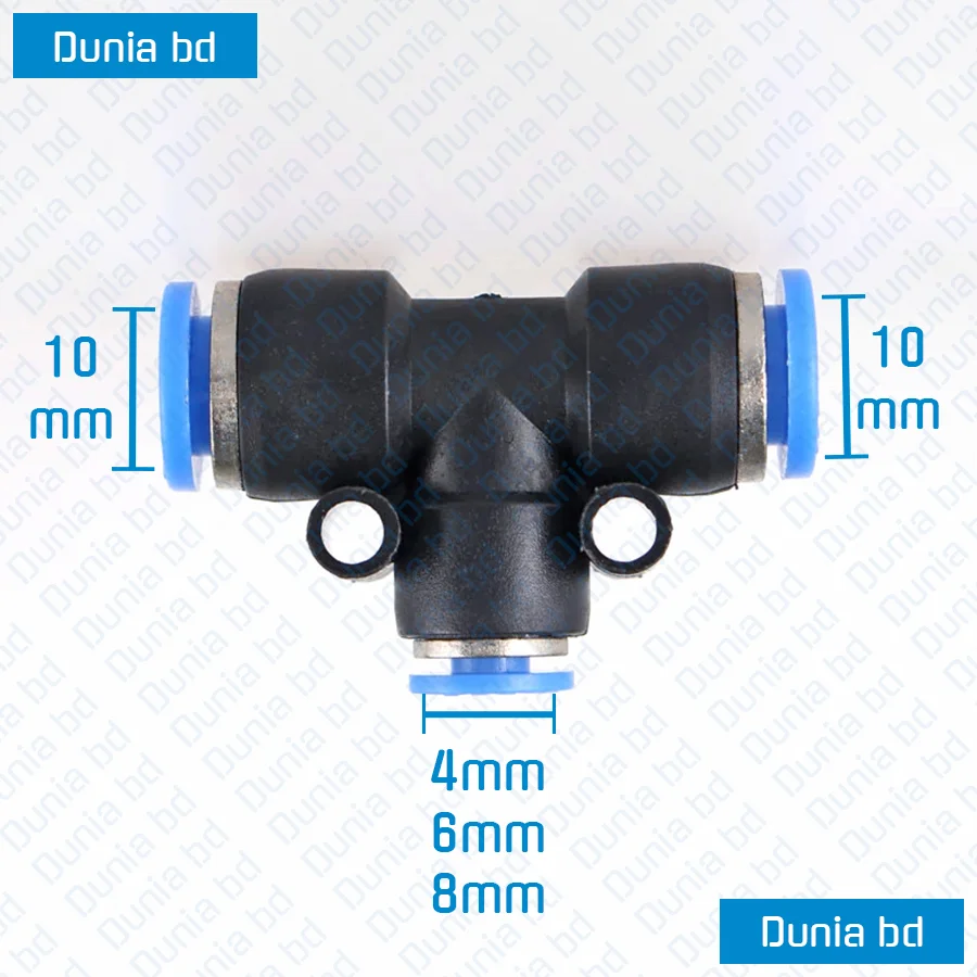 10mm Reducing Tee Pneumatic Quick Reducer Connector Push In T Type 3 ...