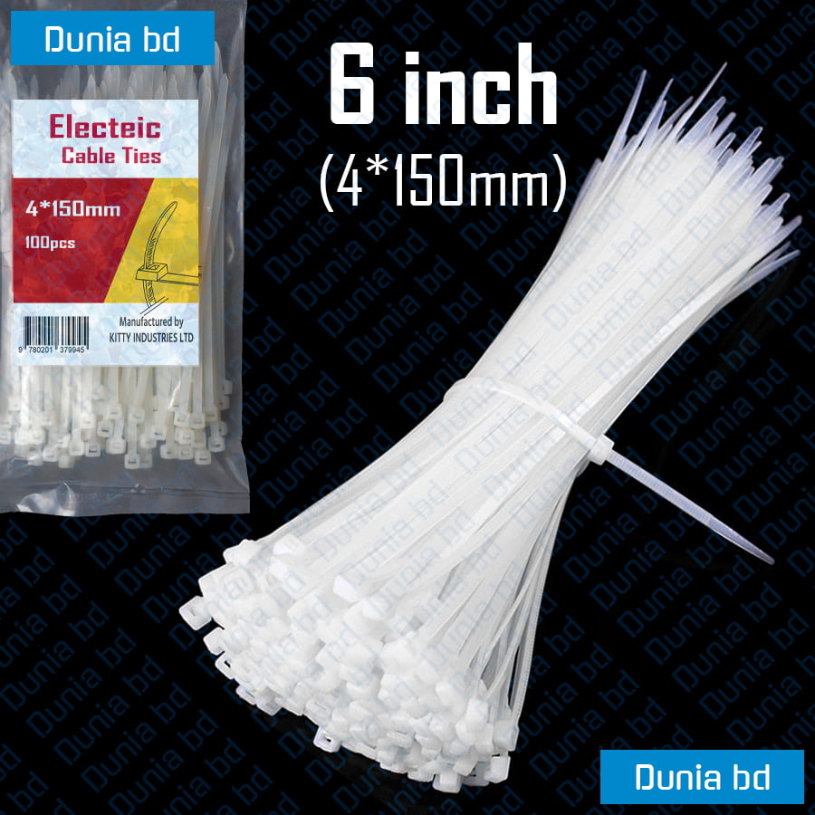 6 inch Cable Ties (4*150mm) Zip Wraps Strap Nylon Fastening Ring Loop ...