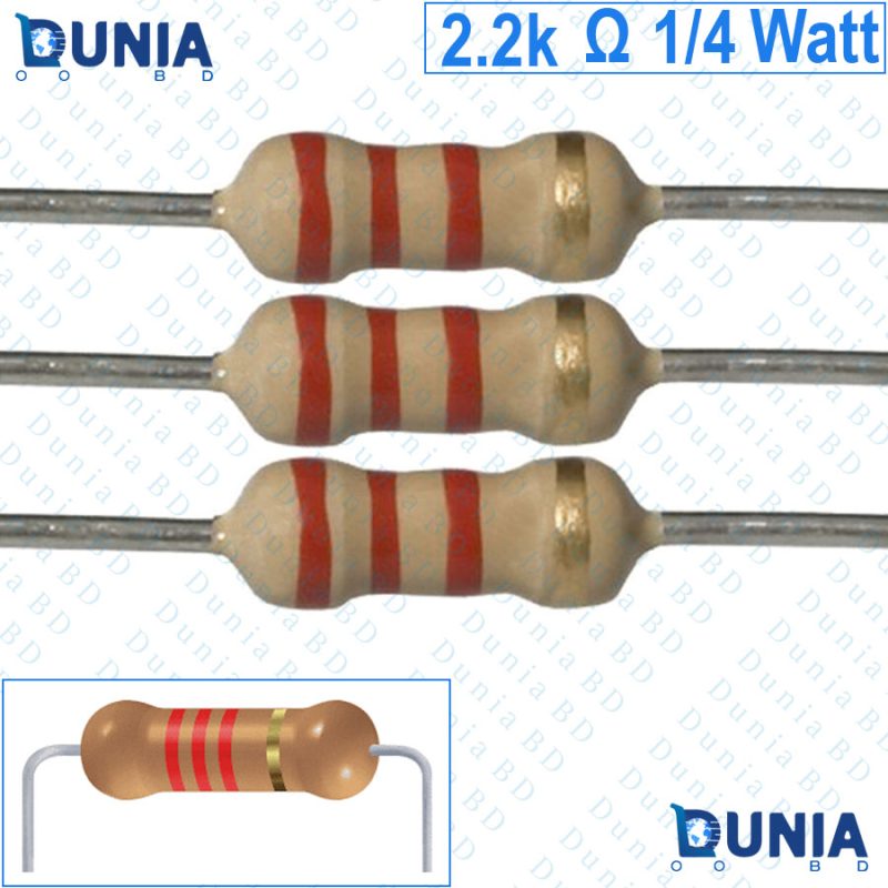 3.3k ohm 1/4 watt Quarter watt Resistor ±5% 3.3kΩ 3.3 Kohms 3300 ohms ...