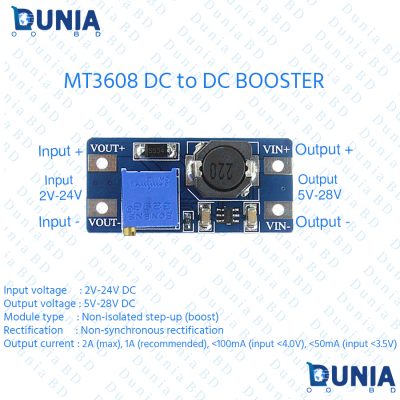 MT3608 DC to DC Step Up Boost Adjustable Voltage Power Supply Converter ...