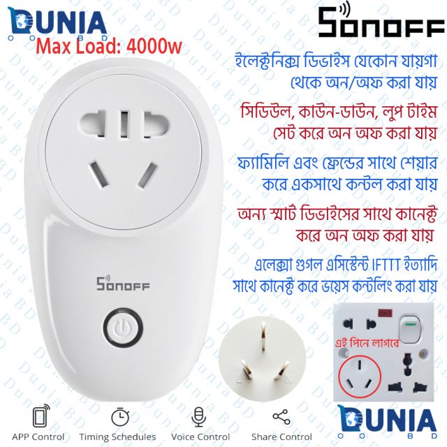 Sonoff 4CHR3 4-Gang Wi-Fi Smart Switch 4 Channel Relay Device Control ...