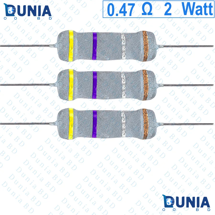 0.47 ohm 2 watt Two watt Resistor ±5% 0.47Ω 0.47 ohms Metal Oxid Film Resistance - Dunia.com.BD
