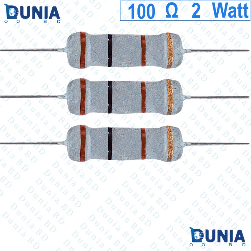 100 ohm 2 watt Two watt Resistor ±5% 100Ω 100 ohms Metal Oxid Film ...
