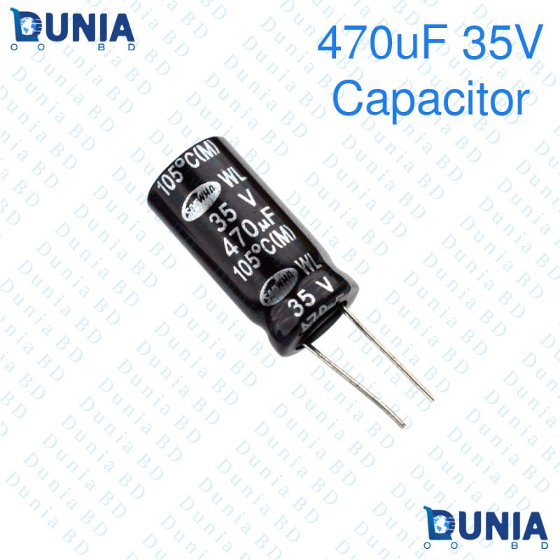 470uF 35V Capacitor Radial Electrolytic capacitor Polarized Aluminium ...