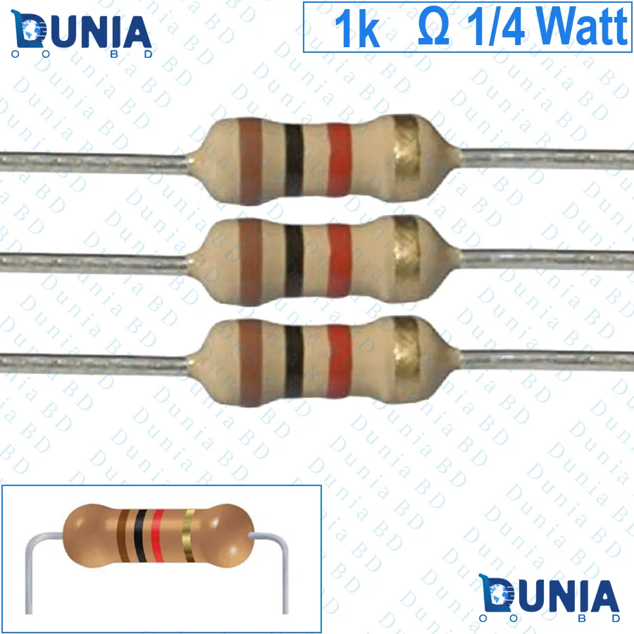 1k ohm 1/4 watt Quarter watt Resistor Price in Bangladesh Dunia.com.BD