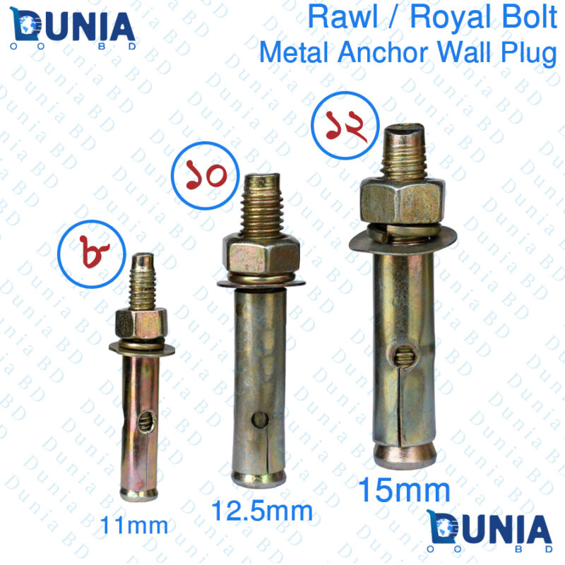 Royal Bolt Metal Anchor Wall Plug Rawl Kit 8 10 12 Number 10 12 14 ...