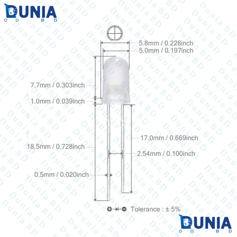 5mm DC LED Lights Colored Lens Diffused Round DC 1.8 to 3V Lighting Bulb Lamps Electronics ...