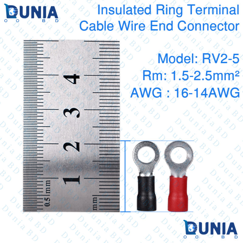 RV2-5 s LUG 2.5Rm Round Insulated Ring Terminal Cable Wire End ...