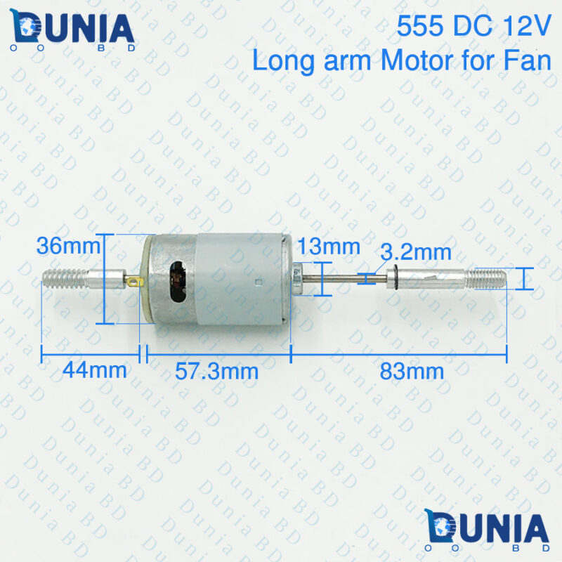 DC 12V 555 Stand Fan Motor 15W Long Shaft Motor for Stand Fans & DIY ...