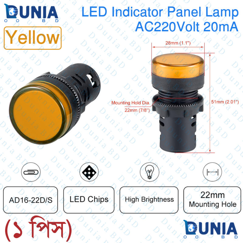 Led Indicator Lights 16mm Pilot Signal Lamp AC 220V Warning Panel Mount ...