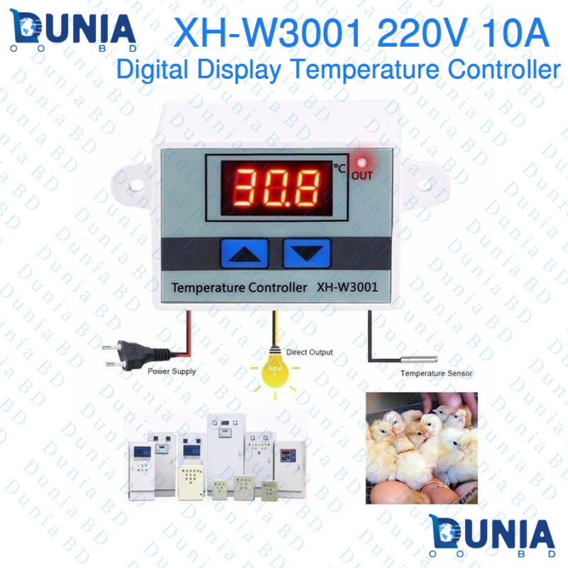 XH-W3001 Digital LED Display Temperature Controller 220V 10A with ...