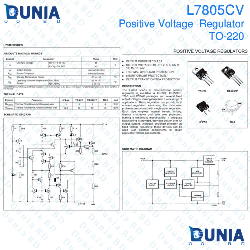 L7805CV TO-220 Positive Voltage Regulator Transistor for Power Circuit ...