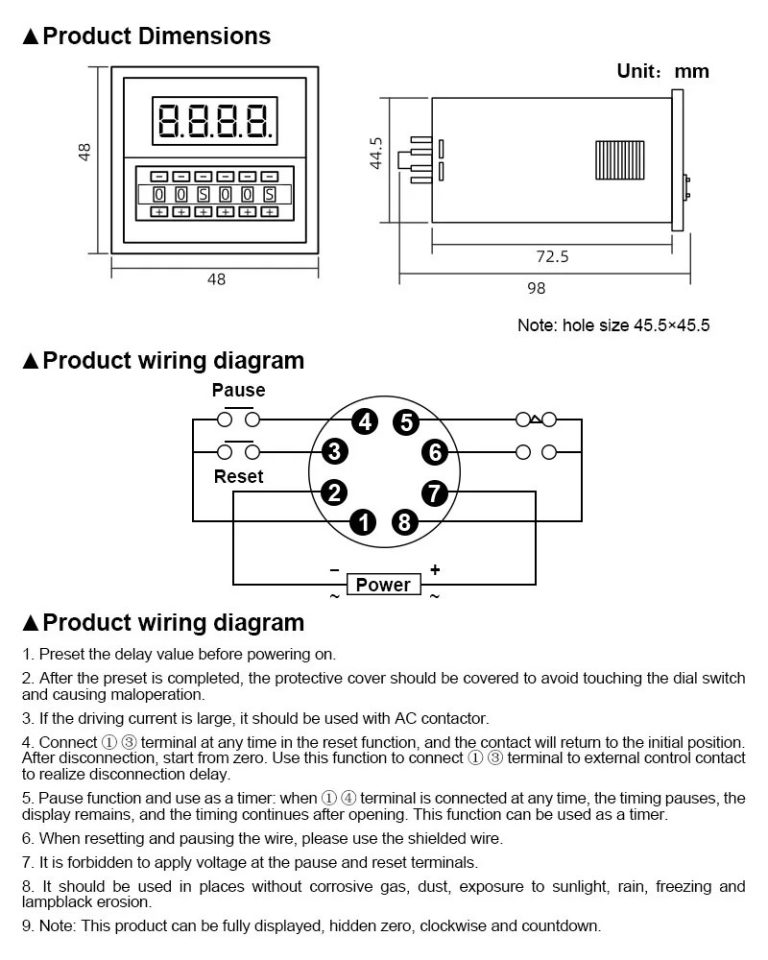 DH48S-2Z Digital Display Time Delay SPDT Timer Relay Cycle Control ...