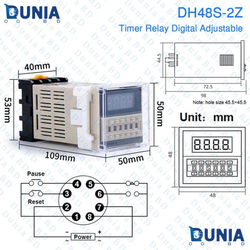DH48S-2Z Digital Display Time Delay SPDT Timer Relay Cycle Control ...