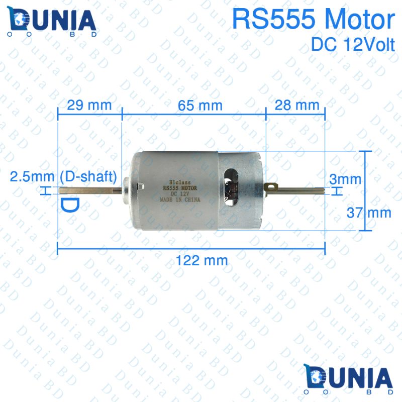 RS555 DC 12V 3.17mm D-Shaft Fan Motor for DC Mini Charger Fan High ...