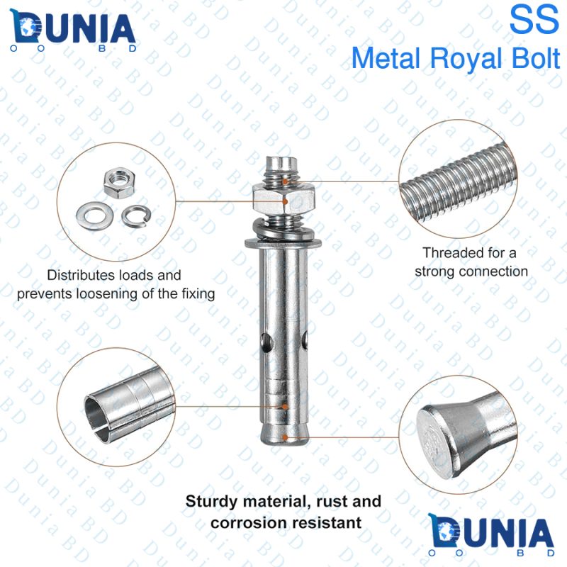 SS Royal Bolt Silver Expansion Bolts Good for Concrete Dry Brick Block ...
