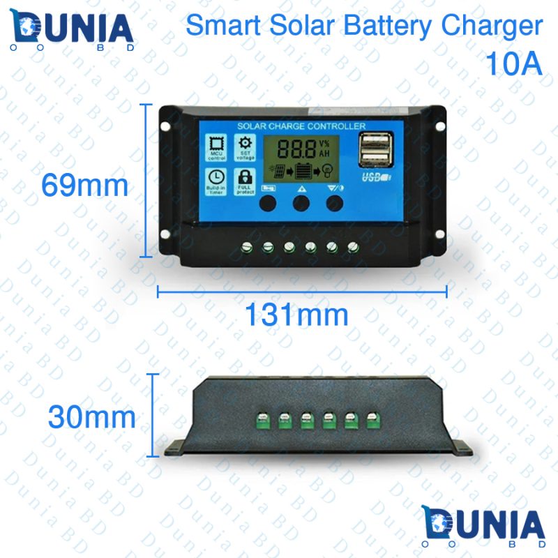 Smart Solar Charge Controller 12V 24V 10A Automatic Solar Battery Panel ...