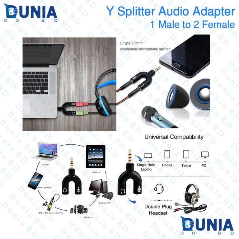 3.5mm 3 In 1 U Shape Jack Audio Connector Stereo Headphone Earphone Y ...