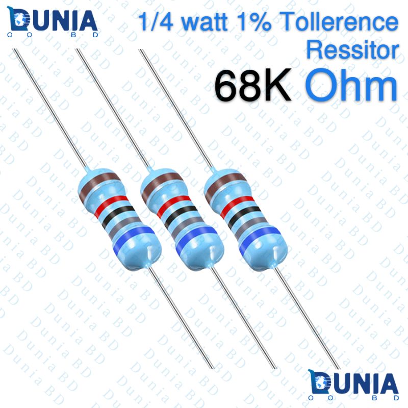 18k ohm 1/4 Watt Resistor Quarter watt 1% 18kΩ 18 Kohms 18000 ohms ...